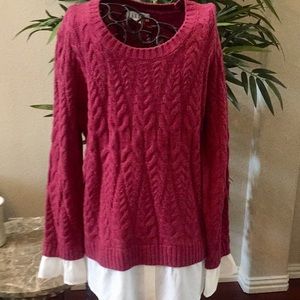 Elle | Sweaters | Gorgeous Berry Layer Look Knit Sweater | Poshmark